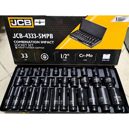 Impact socket set 1/2 8-32mm long+short JCB 33pcs