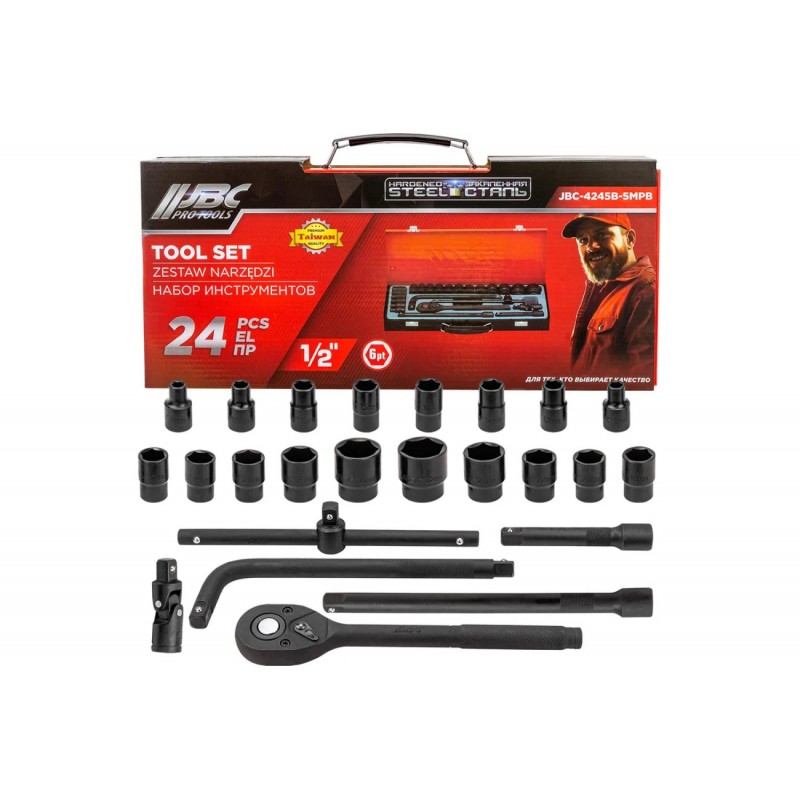 Socket set 1/2 24pcs 8-32mm JBC