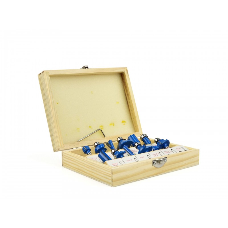 Wood milling cutter set 12pcs. 6mm shank.